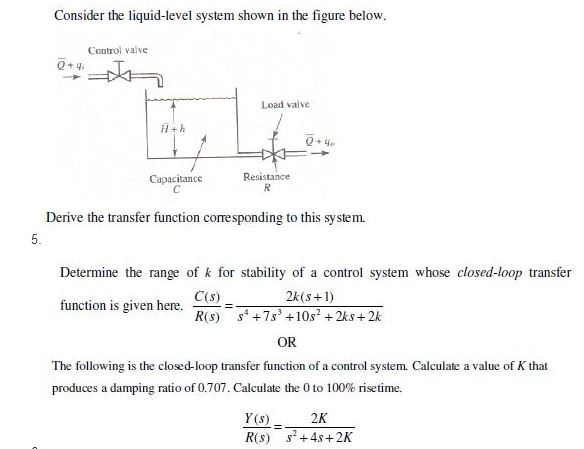 Solved Consider the liquid-level system shown in the figure | Chegg.com