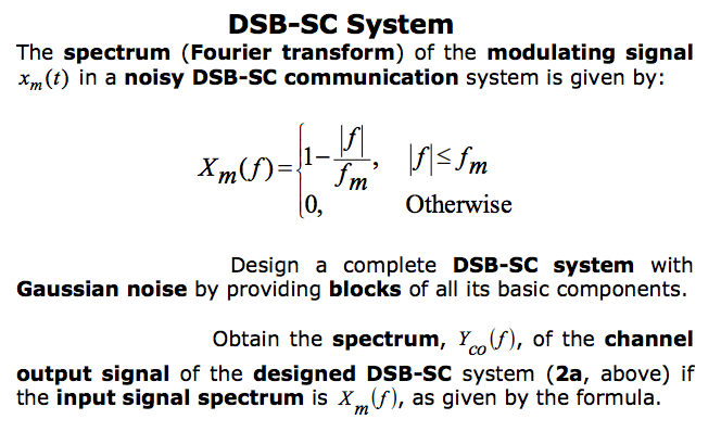 DSB-SC System The spectrum (Fourier transform) of the | Chegg.com