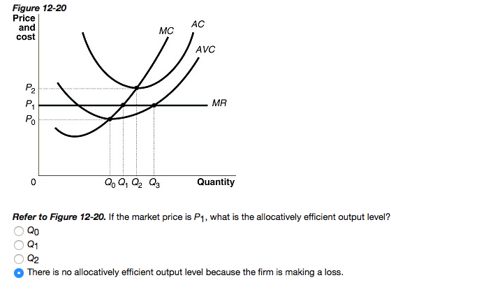 Solved If the market price is P1, what is the allocatively | Chegg.com