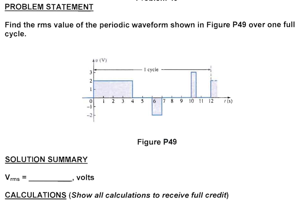 Solved Find the rms value of the periodic waveform shown in | Chegg.com