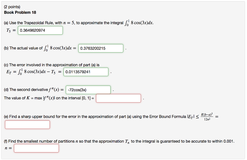 Solved Use the Trapezoidal Rule, with n = 5, to approximate | Chegg.com