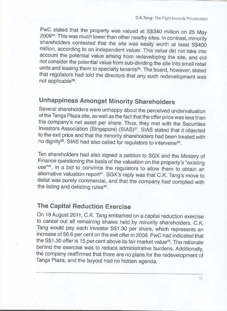 Solved ?.?. Tang: The Fight towards Privatisation Case | Chegg.com