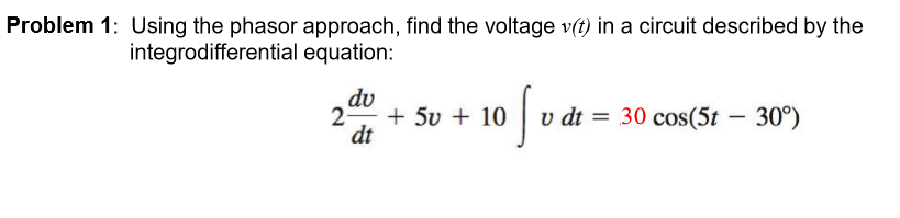 Solved Using the phasor approach, find the voltage nu(t) in | Chegg.com