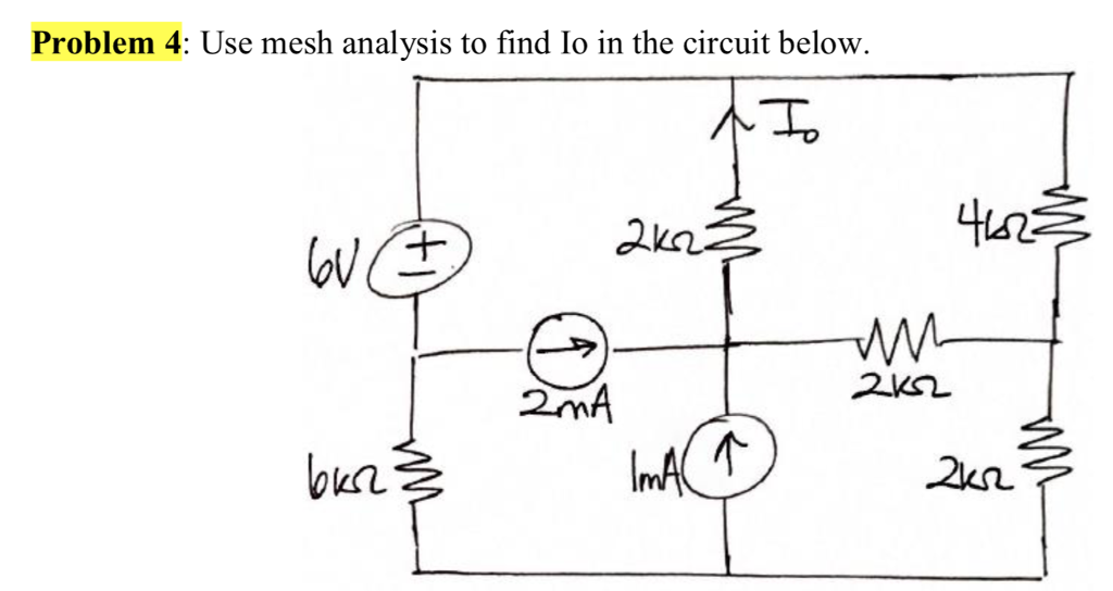 Solved Problem 4: Use mesh analysis to find Io in the | Chegg.com