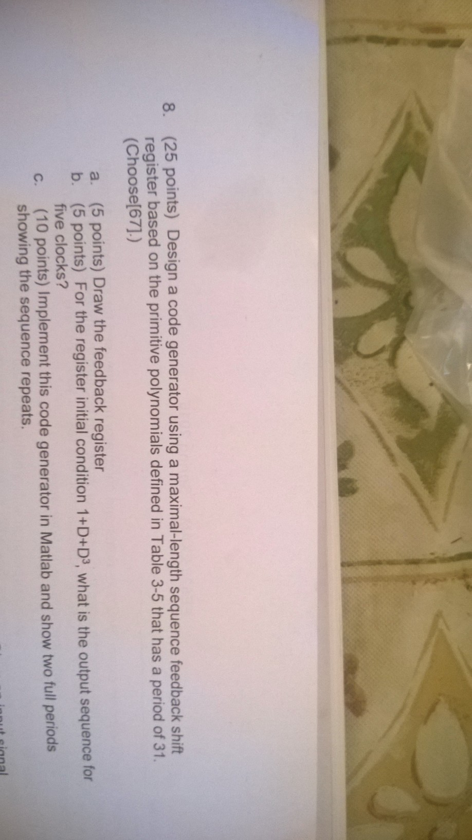 Design a code generator using a maximal-length | Chegg.com