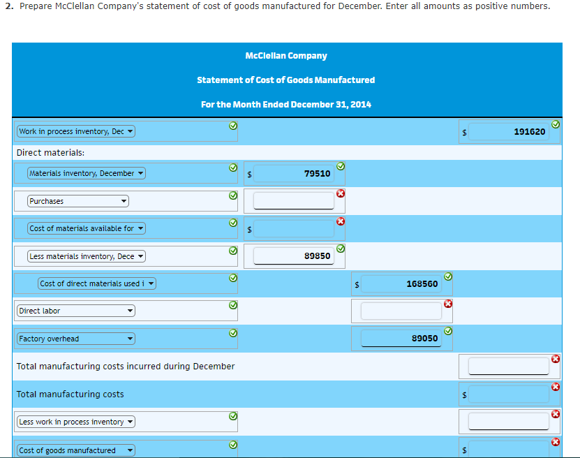 Solved Manufacturing Income Statement, Statement of Cost of | Chegg.com