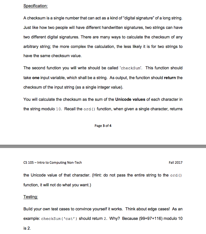 Solved Needs to be in python A checksum is a single number | Chegg.com