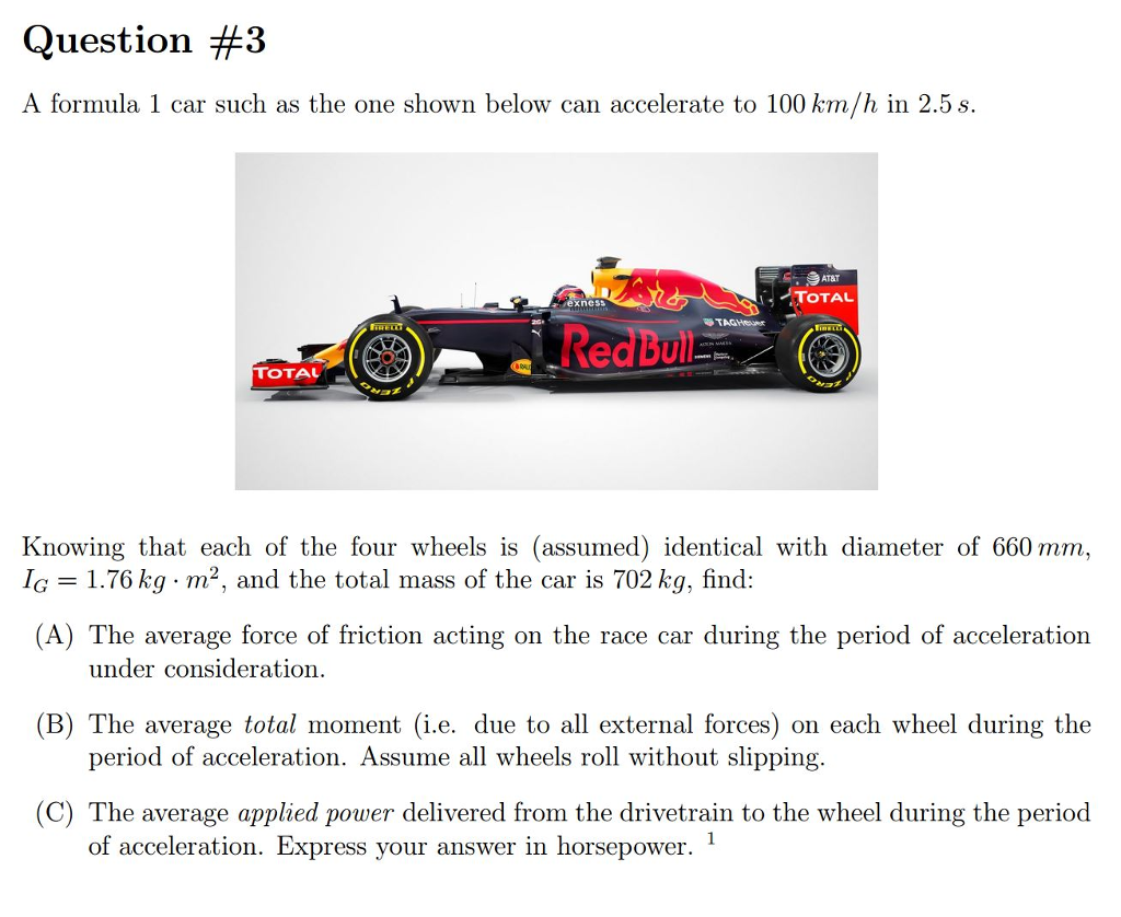 Solved A formula 1 car such as the one shown below can | Chegg.com