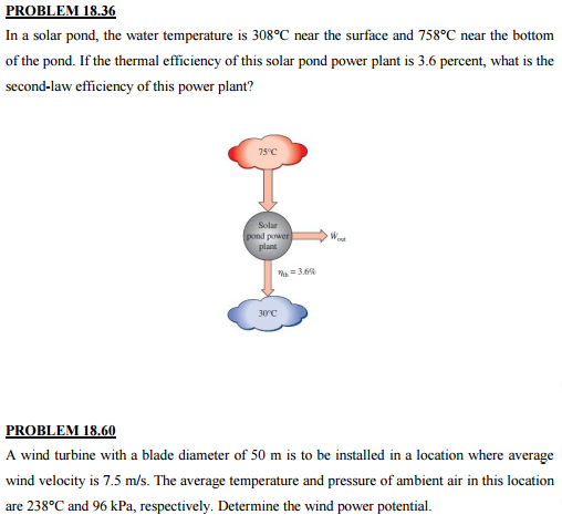 Solved In a solar pond, the water temperature is 308 degree | Chegg.com