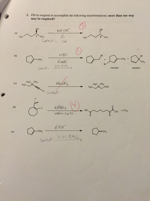 Solved Fill in reagents to accomplish the following | Chegg.com
