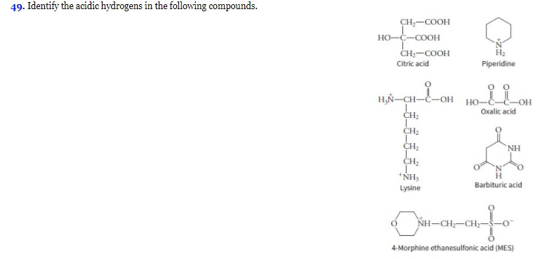 Solved Identify the acidic hydrogens in the following | Chegg.com
