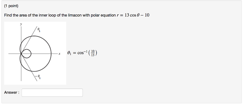 Solved Find the area of the inner loop of the limacon with | Chegg.com