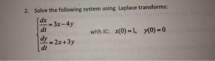 Solved 2. Solve the following system using Laplace | Chegg.com
