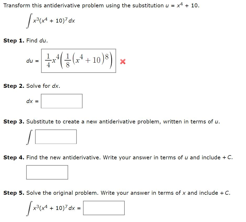 Solved Transform this antiderivative problem using the | Chegg.com