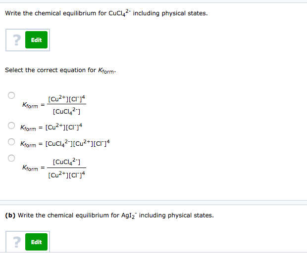 Solved Write the chemical equilibrium for CuCI42 including | Chegg.com