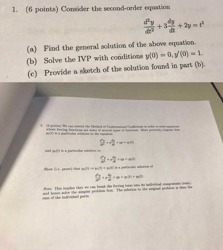 Solved 1. (6 points) Consider the second-order equation (a) | Chegg.com