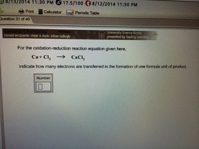 Solved Oxidation-reduction reaction (31) | Chegg.com