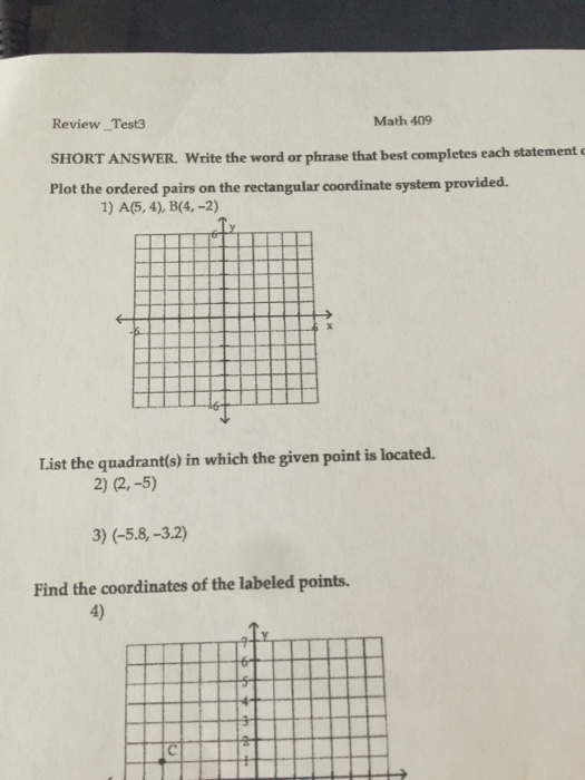 Solved Plot the ordered pairs on the rectangular coordinate | Chegg.com