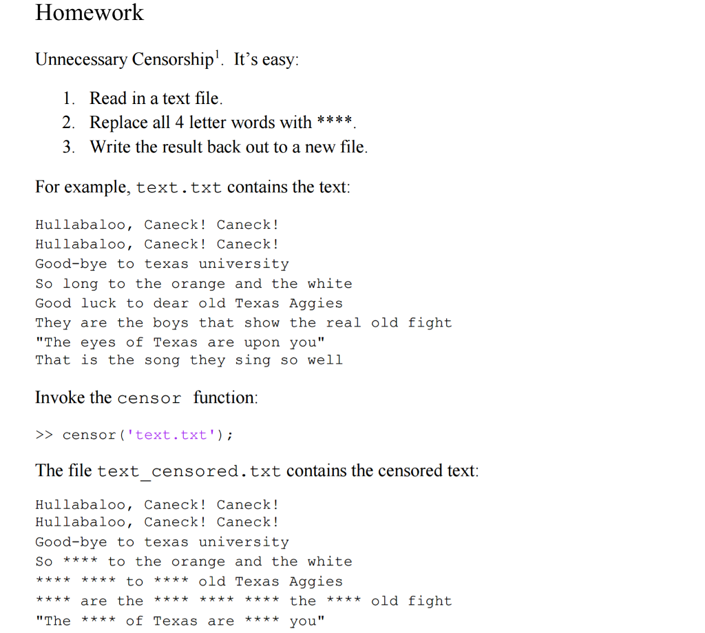 Homework Unnecessary Censorship It's easy: l. Read in | Chegg.com