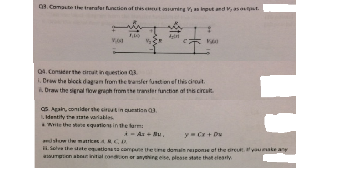 Solved Compute the transfer Function of this circuit | Chegg.com