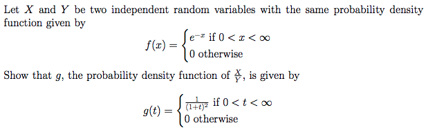 Solved Let X and Y be two independent random variables with | Chegg.com