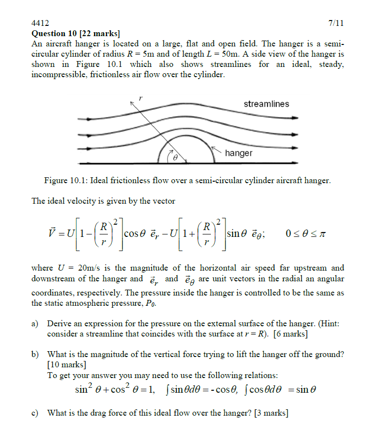 4412 Question 10 [22 marks] An aircraft hanger is | Chegg.com