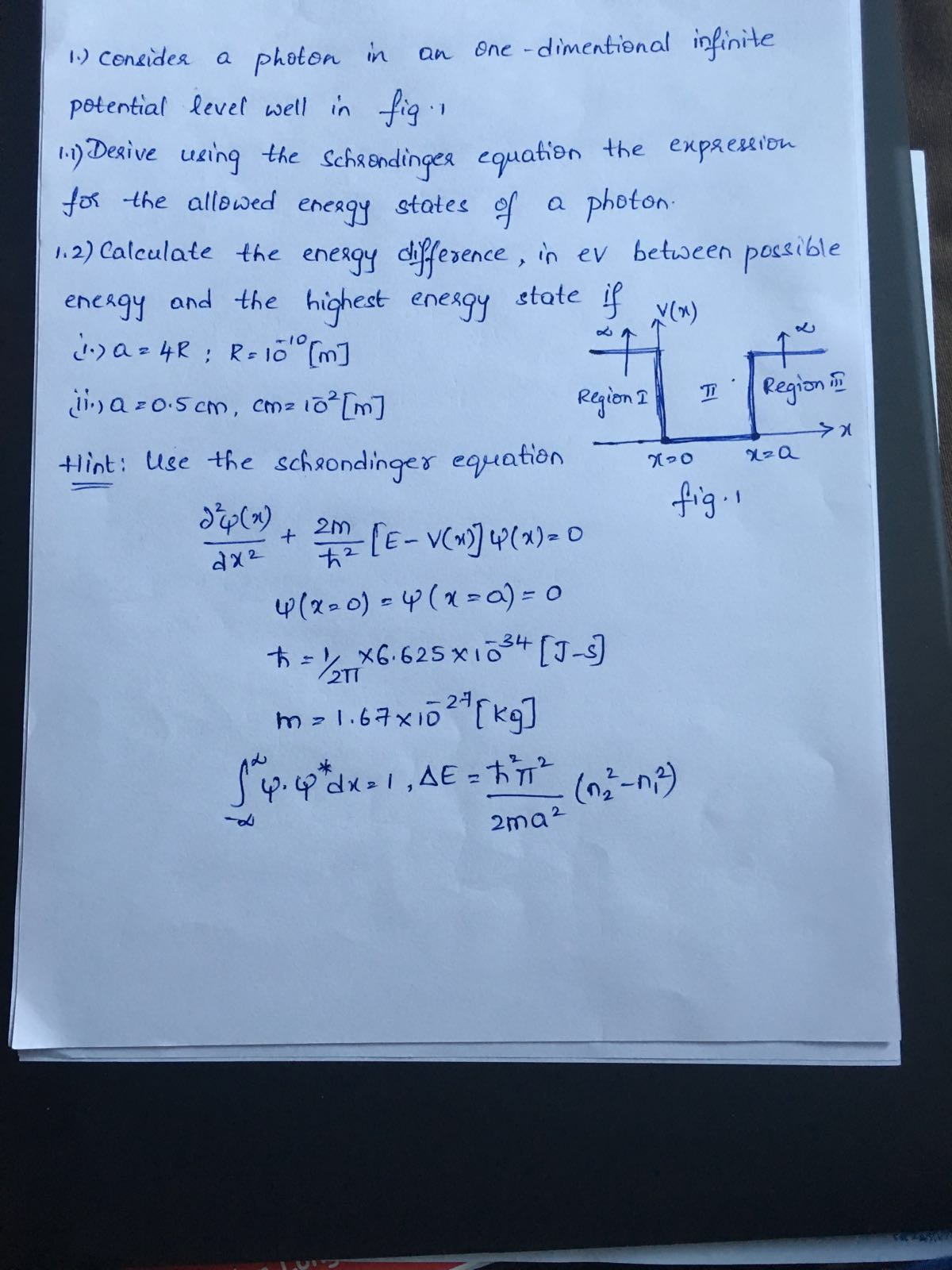 Solved Consider a photon in on one - dimensional infinite | Chegg.com