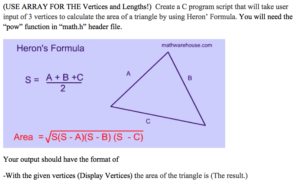 Solved Use Array For The Vertices And Lengths Create A C 2369