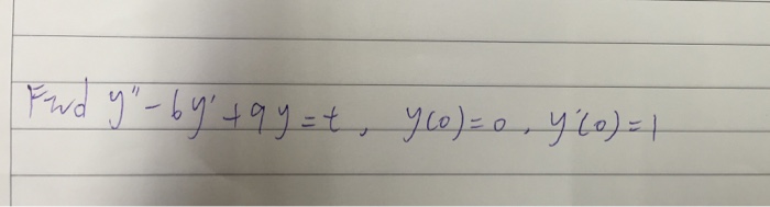 Solved Find y" - 6y' + 9y = t, y(0) = 0, y(0) = 1 | Chegg.com