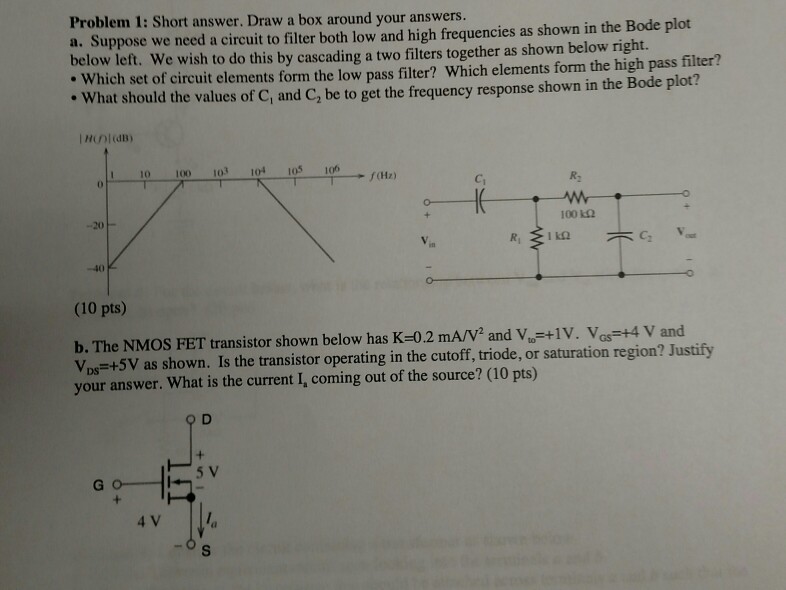 Solved Problem 1: Short answer. Draw a box around your | Chegg.com