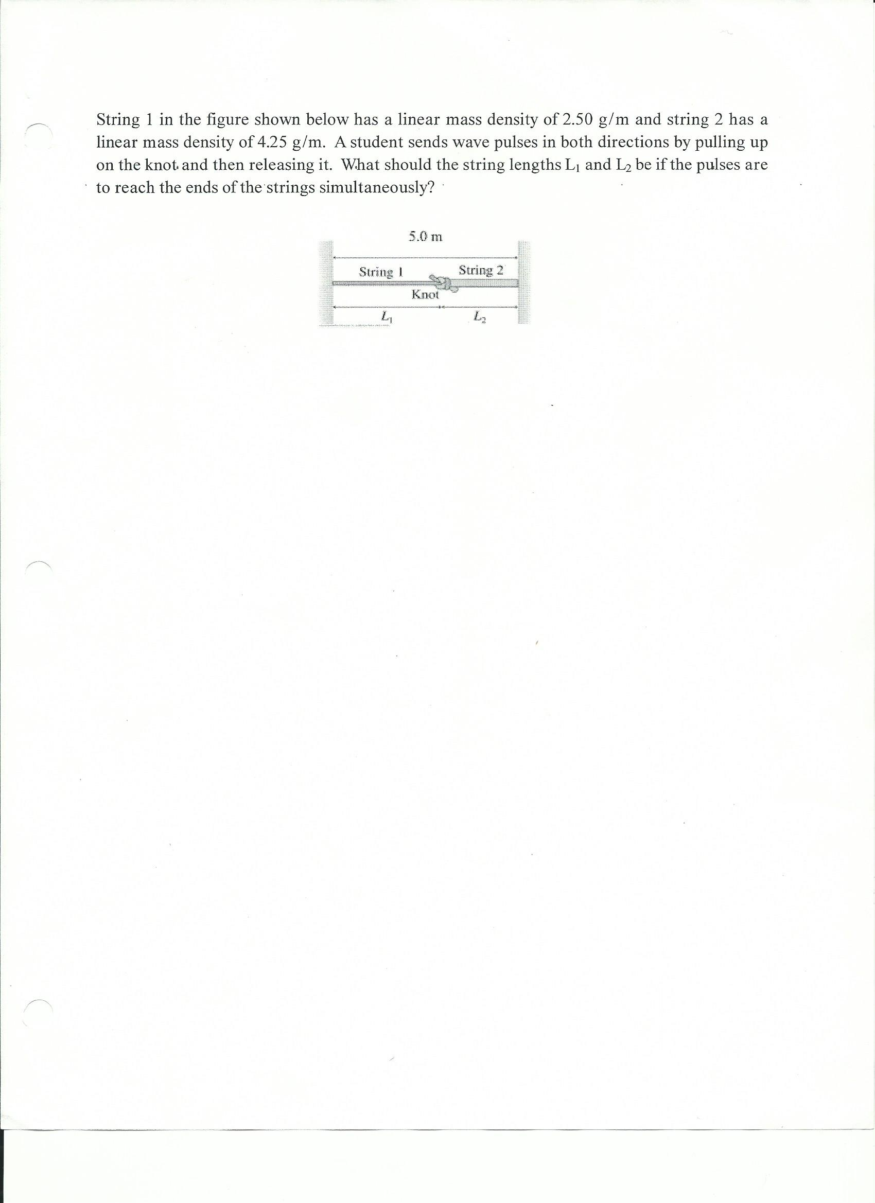 Solved String 1 in the figure shown below has a linear mass | Chegg.com