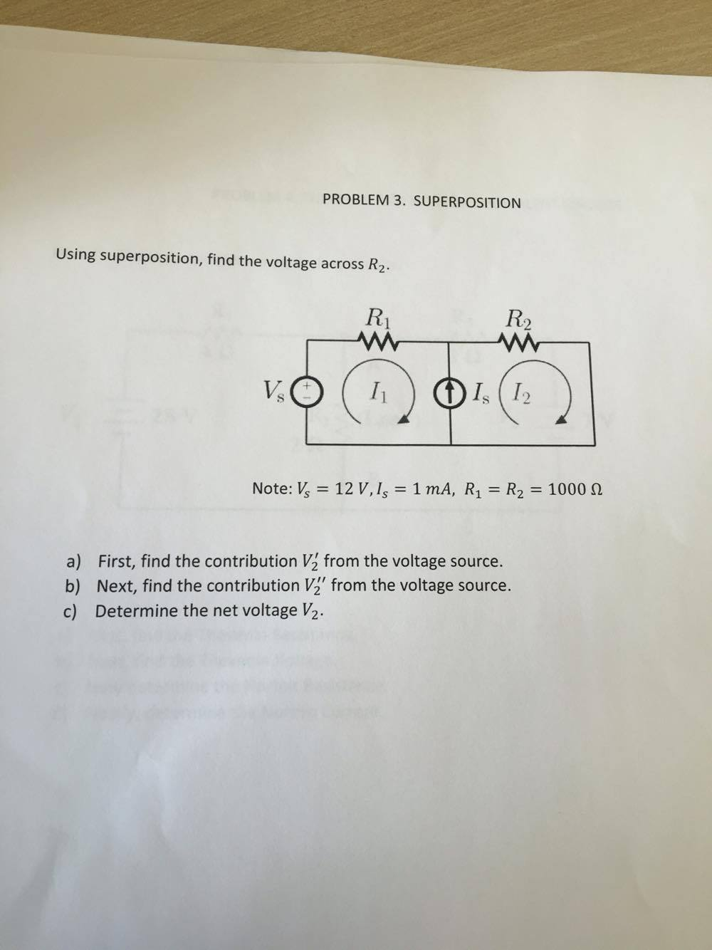 Solved Using superposition, find the voltage across R_2. | Chegg.com