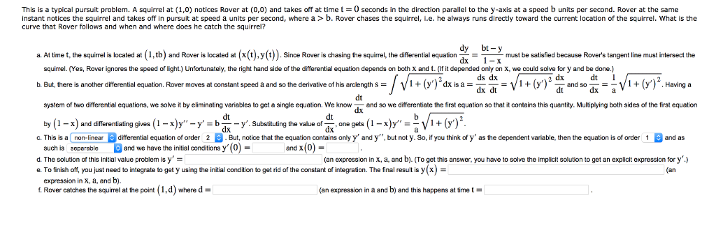 Solved This is a typical pursuit problem. A squirrel at | Chegg.com