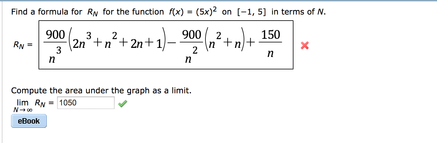 Solved Find a formula for RN for the function f(x) = (5x)2 | Chegg.com