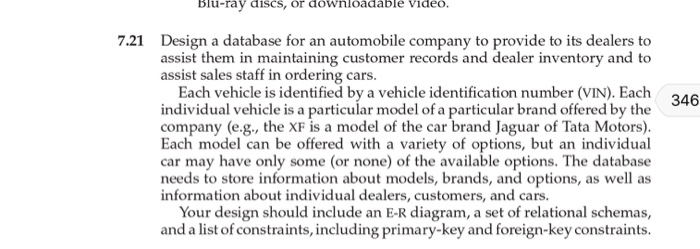 Solved Design a database for an automobile company to | Chegg.com