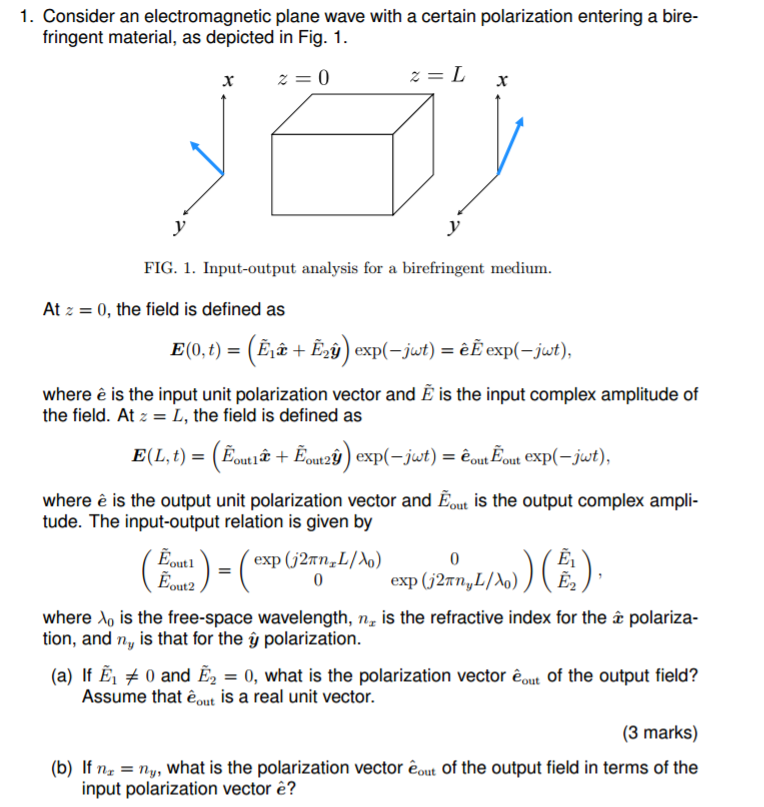 Solved Consider an electromagnetic plane wave with a certain | Chegg.com