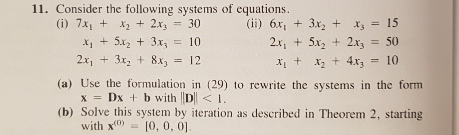 Solved 11. Consider the following systems of equations. (ii) | Chegg.com