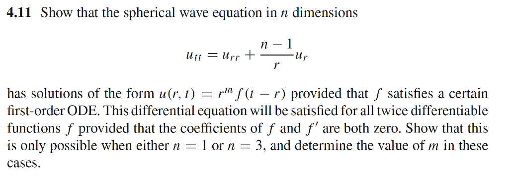 Solved Show that the spherical wave equation in n dimensions | Chegg.com