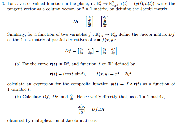 Solved For a vector-valued function in the plane, r : r(t) | Chegg.com