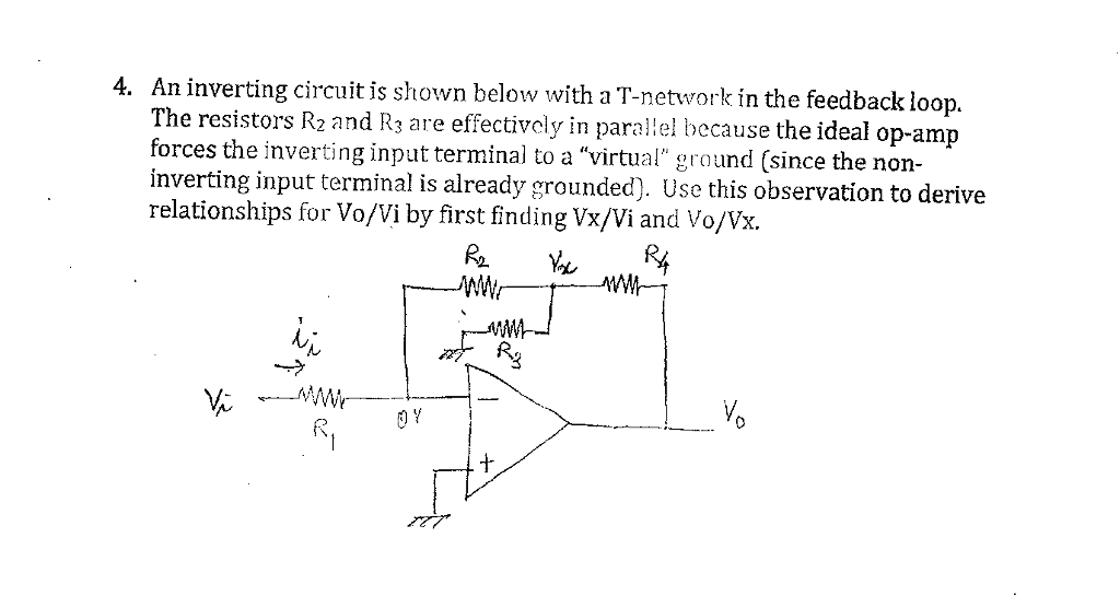 Solved An inverting circuit is shown below with a T-network | Chegg.com