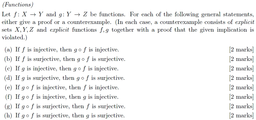 Solved (Functions,) Let f: X → Y and g: Y → Z be functions. | Chegg.com Solved (Functions,) Let f: X → Y and g: Y → Z be functions. | Chegg.com