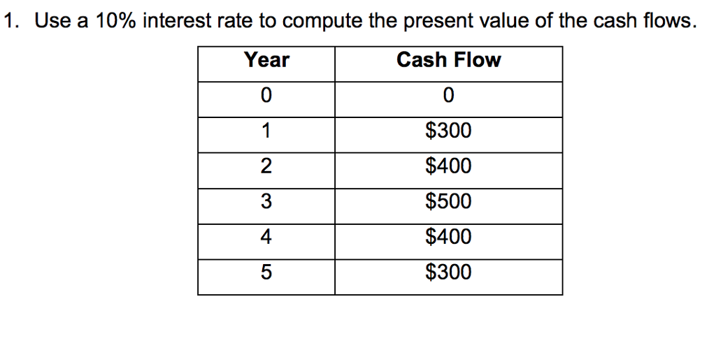 Solved 1. Use a 10% interest rate to compute the present | Chegg.com