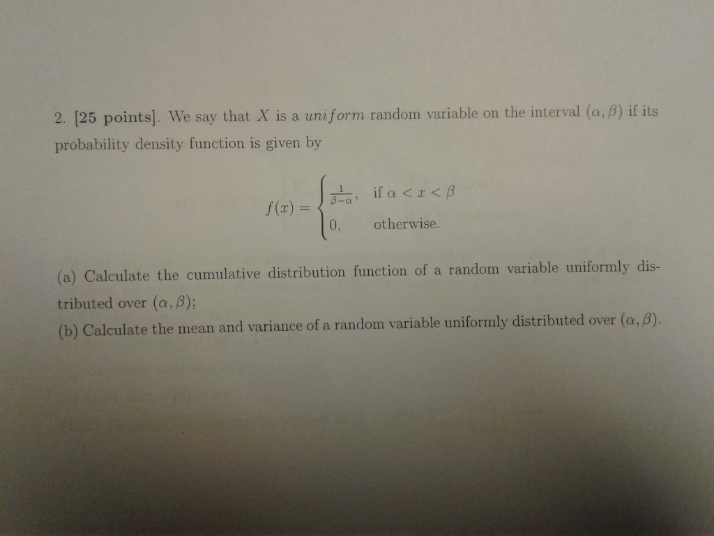 Solved We Say That X Is A Uniform Random Variable On The 4713