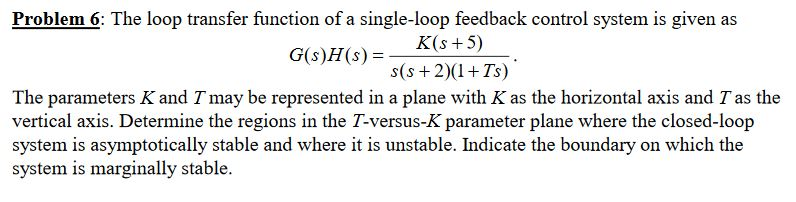 Solved Problem 6: The loop transfer function of a | Chegg.com