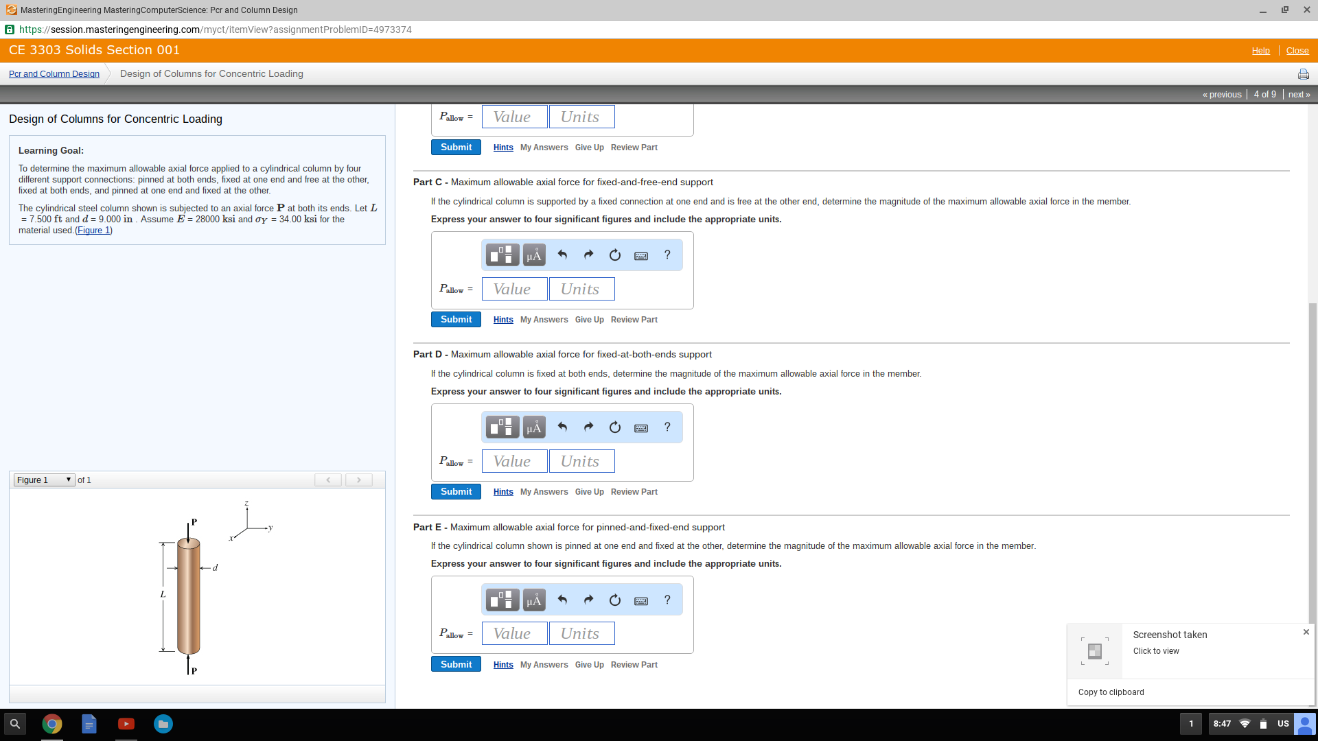 Solved Learning Goal: To determine the maximum allowable | Chegg.com