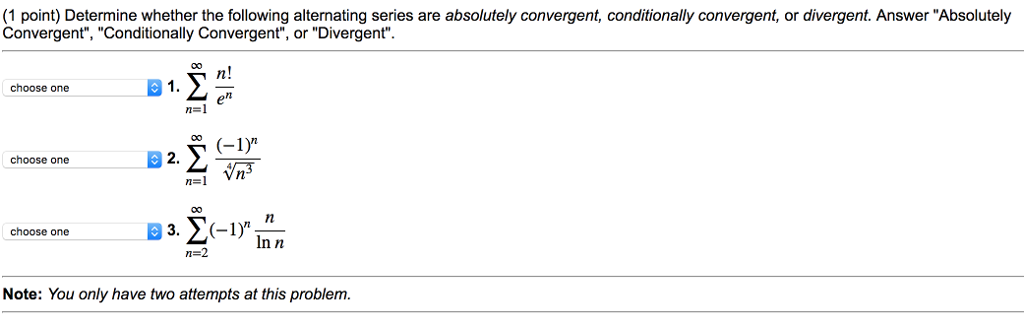Solved (1 point) Determine whether the following alternating | Chegg.com