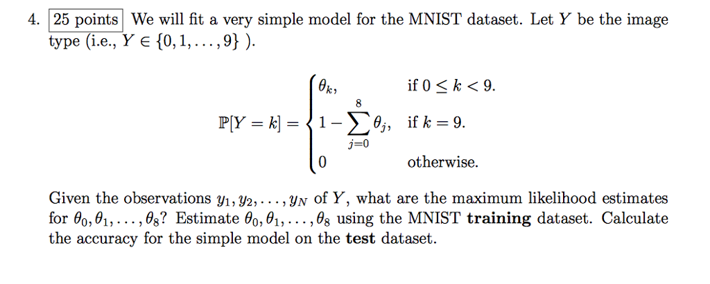 We will fit a very simple model for the MNIST | Chegg.com