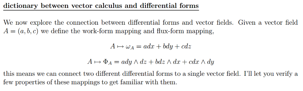 dictionary between vector calculus and differential | Chegg.com