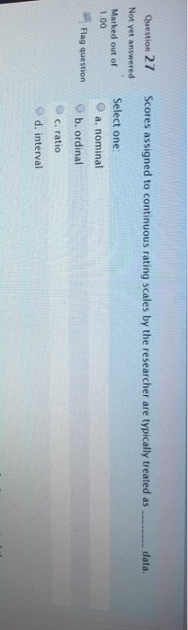 Solved Scores assigned to continuous rating scales by the | Chegg.com