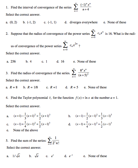 Solved Find the interval of convergence of the series (-1)n | Chegg.com